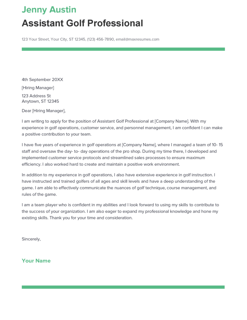 Best Assistant Golf Professional Cover Letter Example For 2023 best-assistant-golf-professional-cover-letter-example-for-2023